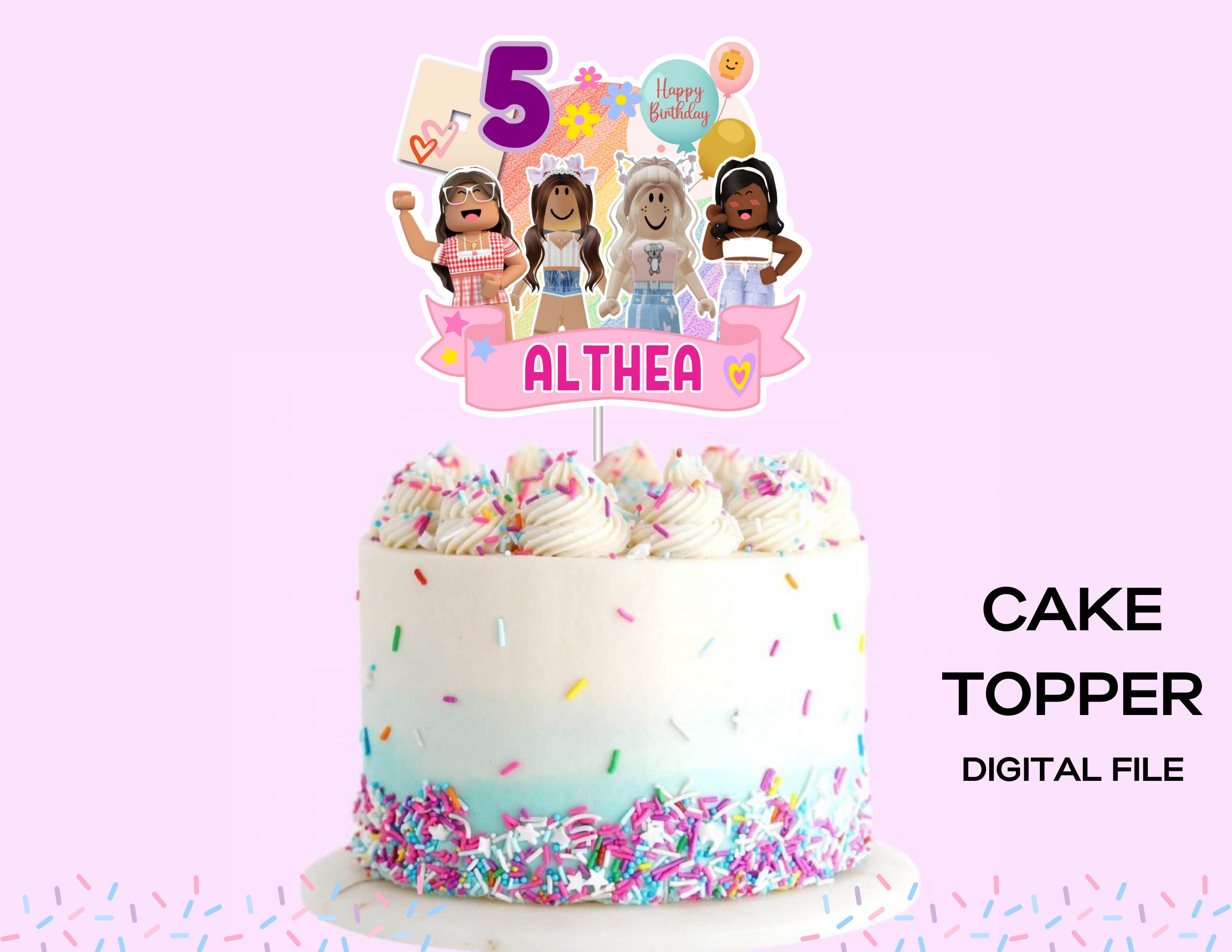 Roblox Girl Cake Topper Roblox Party Girl Roblox Birthday - Etsy