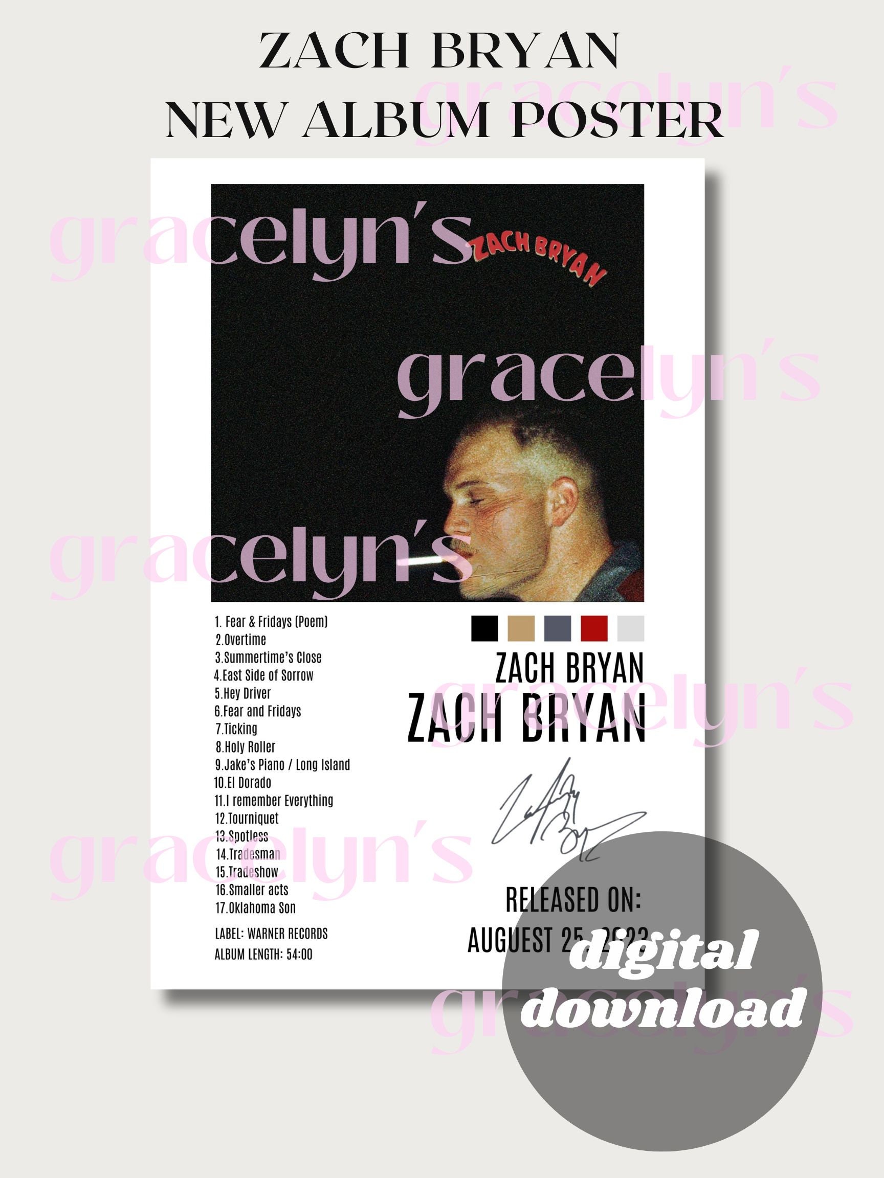 Zach Bryan Wall Decor Room Decor Zach Bryan Country Music - Etsy