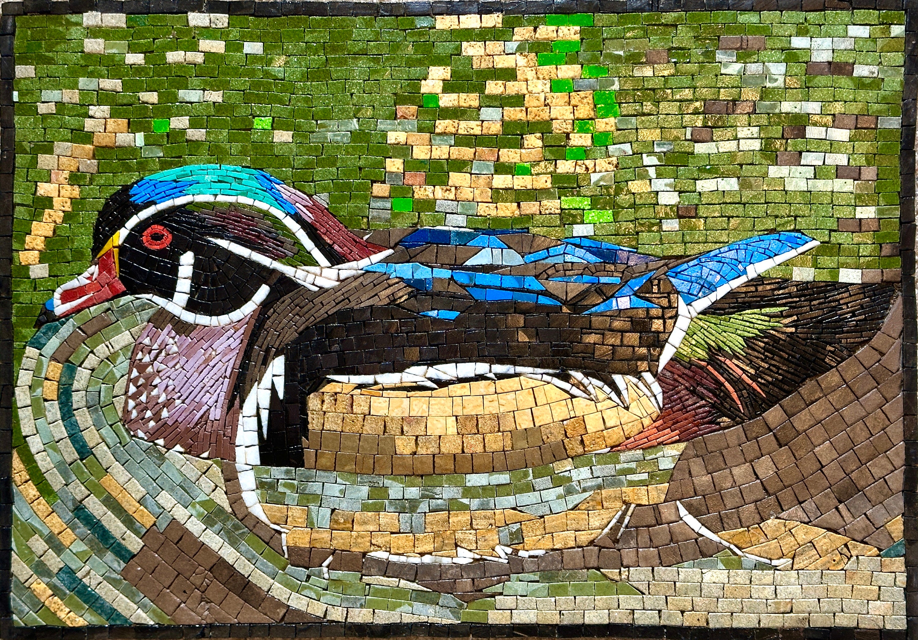 Wood Duck - Handmade Mosaic Wall Art - Natural Stone & Marble Mural ...