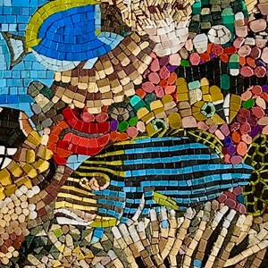 Underwater Sea Life Mosaic - Handmade Wall Art - Stone, Stone, Marble ...