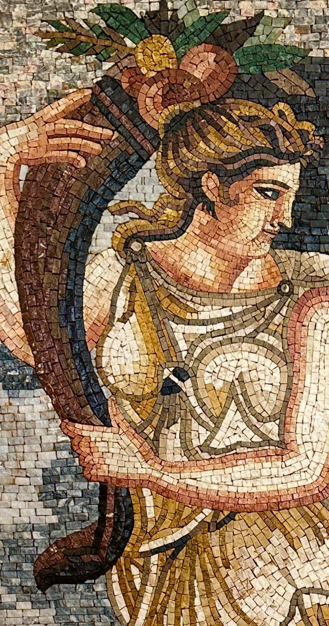Ceres Goddess Mosaic With Cornucopia - Handmade Roman Style Marble ...