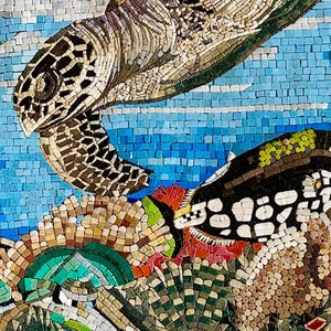 Underwater Sea Life Mosaic - Handmade Wall Art - Stone, Stone, Marble ...