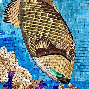 Underwater Sea Life Mosaic - Handmade Wall Art - Stone, Stone, Marble ...