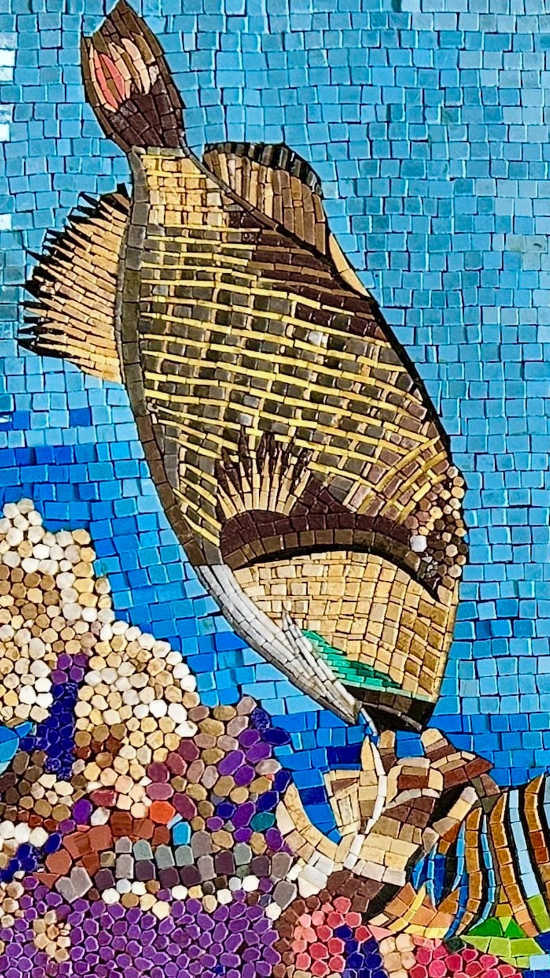 Underwater Sea Life Mosaic - Handmade Wall Art - Stone, Stone, Marble ...