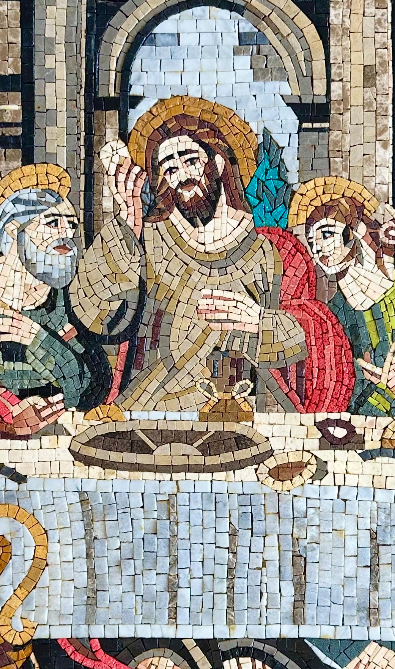Colorful Last Supper Mosaic – Handmade Vibrant Stone Christian Wall Art ...