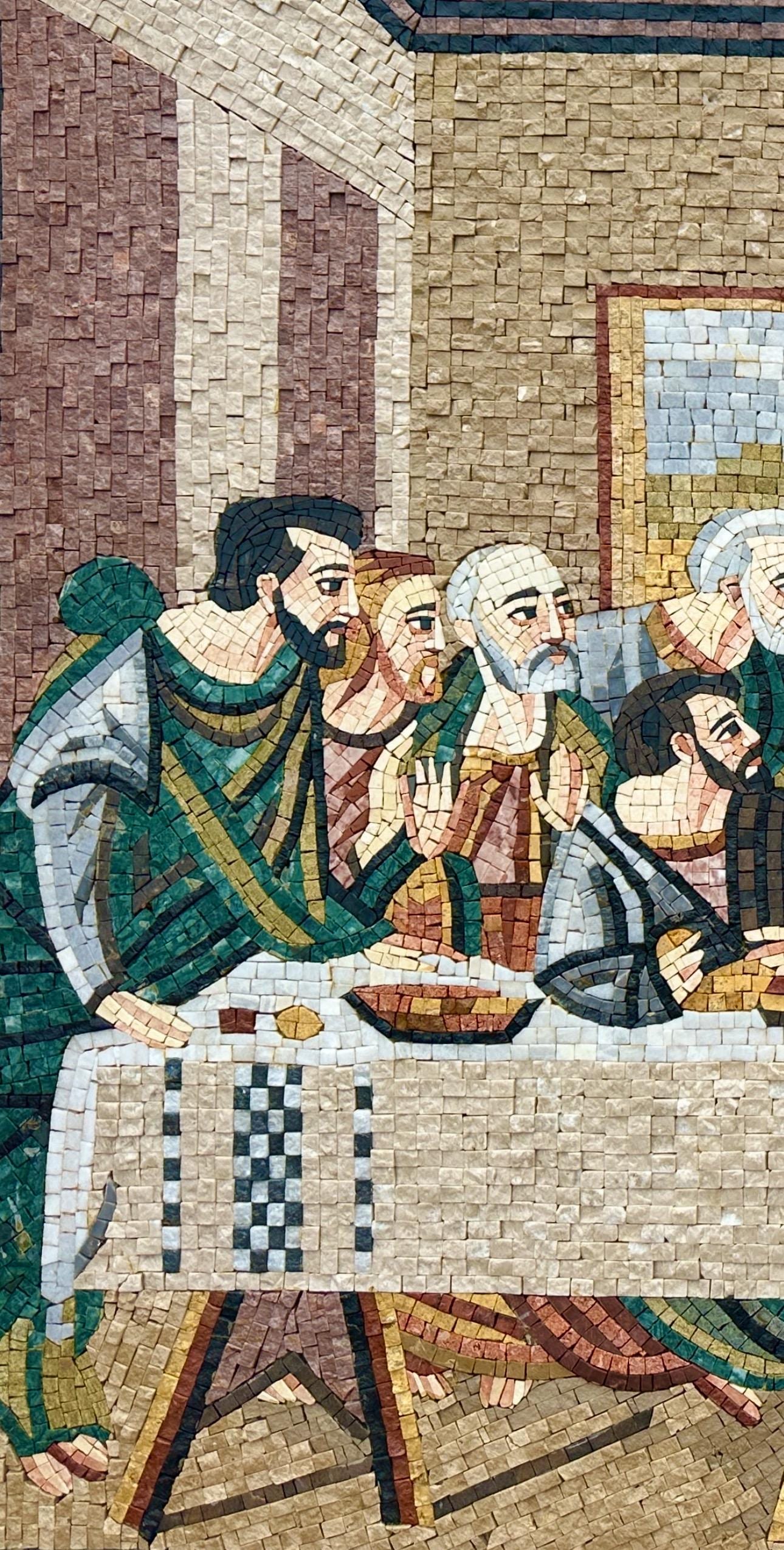 Last Supper Religious Mosaic - Handmade Christian Wall Art - Stone and ...