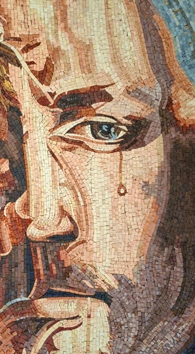 RELIGIOUS MOSAIC ART - Jesus in Prayer Handmade Wall Decor - Natural ...