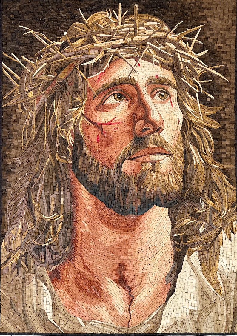 Jesus Christ Mosaic - Religious Handmade Wall Art - Natural Stone ...