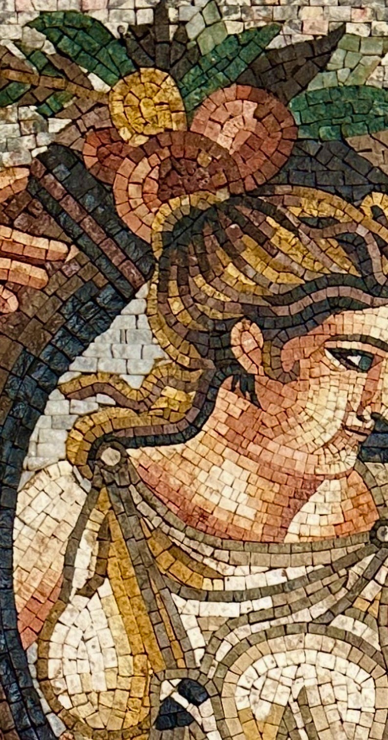 Ceres Goddess Mosaic With Cornucopia - Handmade Roman Style Marble ...