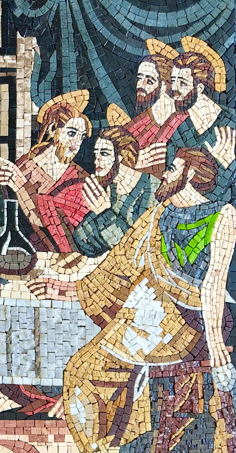 Colorful Last Supper Mosaic – Handmade Vibrant Stone Christian Wall Art ...