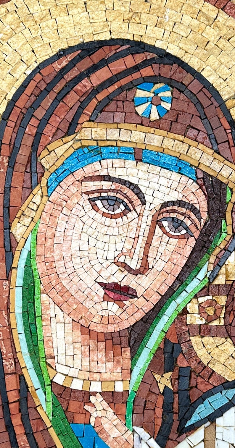 Virgin Mary & Child Jesus Mosaic FRAMED - Handmade Religious Wall Art ...