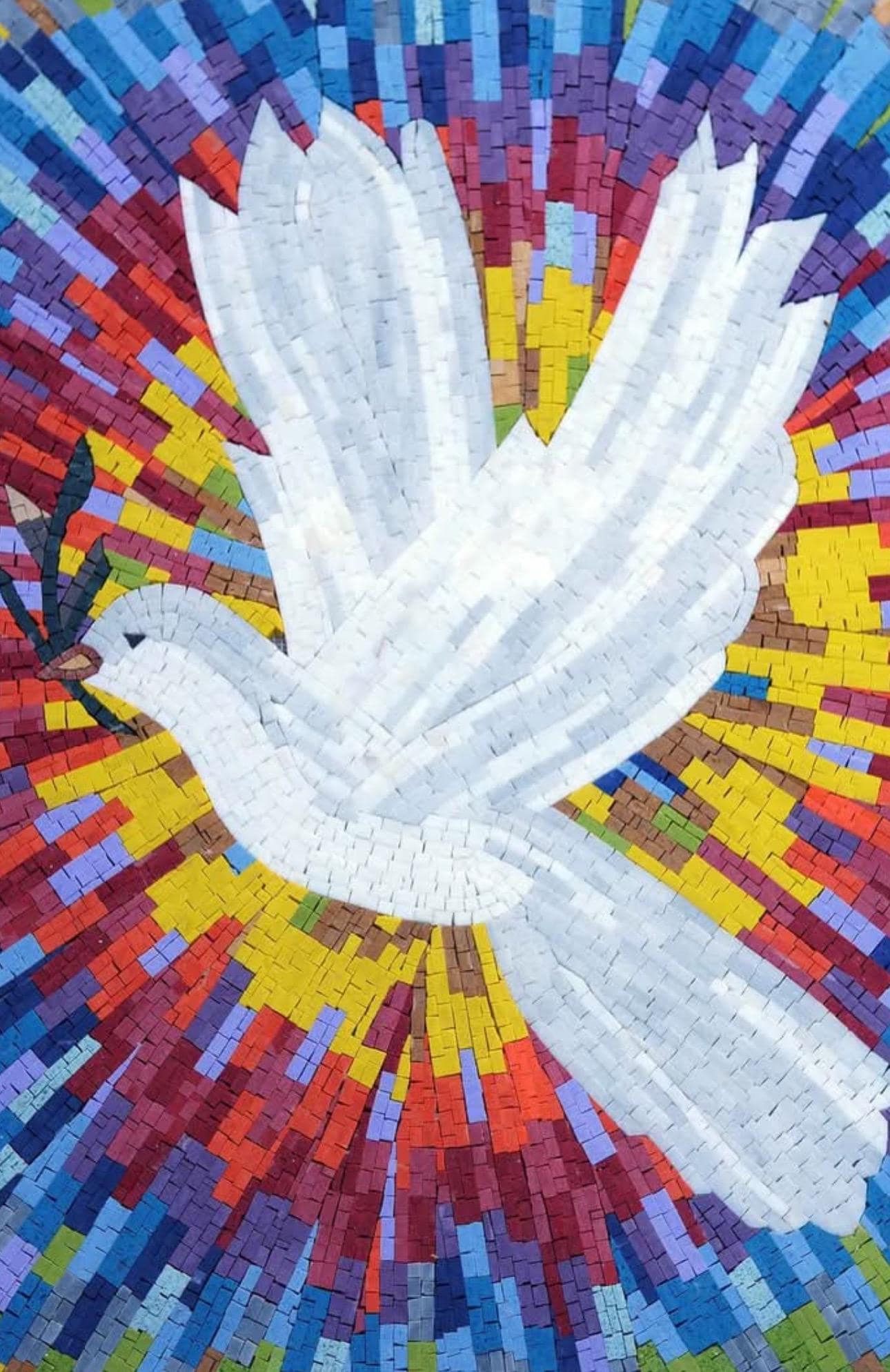 HANDMADE MOSAIC ART - Peace White Dove - Radiant Spiritual Decor ...