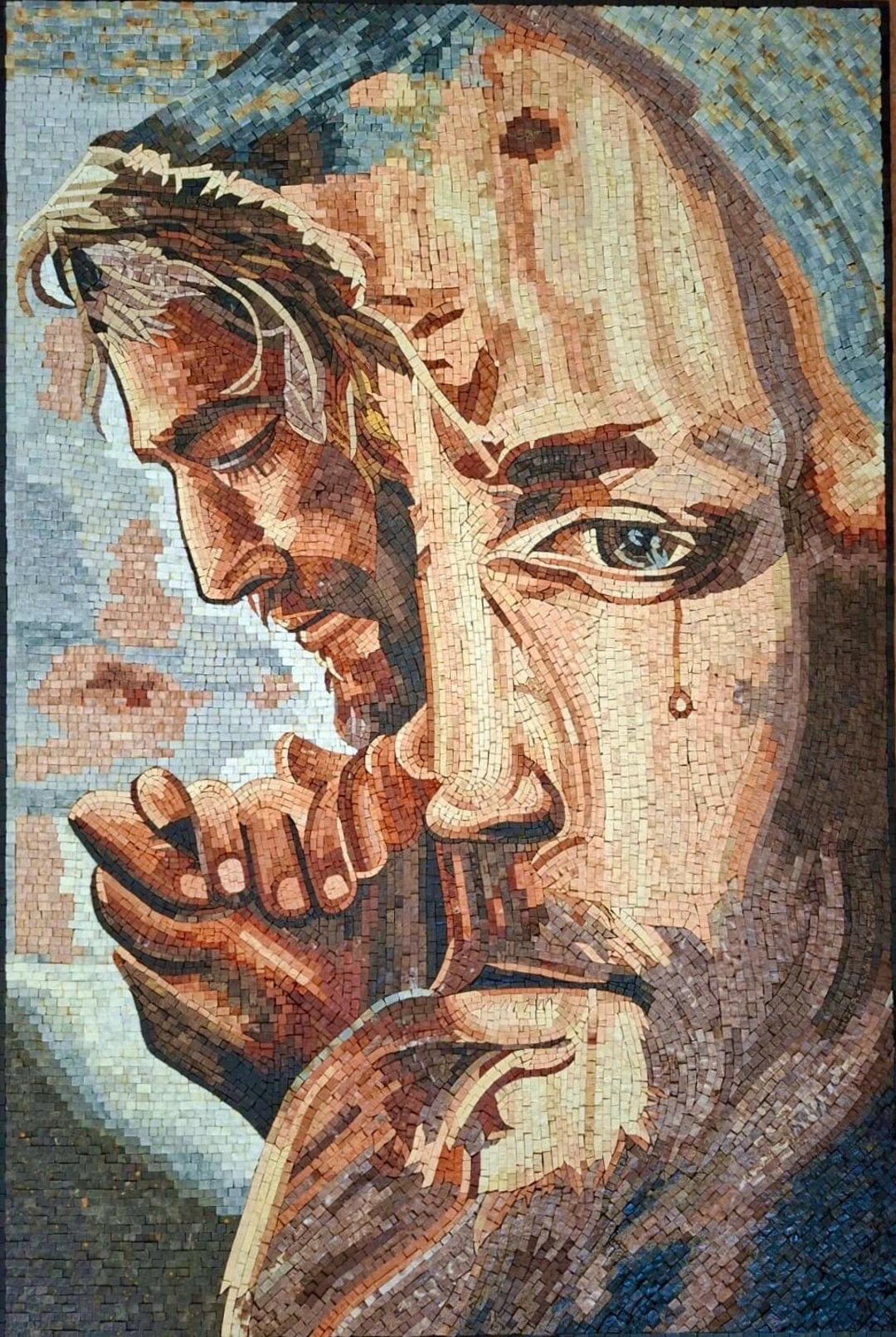 RELIGIOUS MOSAIC ART - Jesus in Prayer Handmade Wall Decor - Natural ...