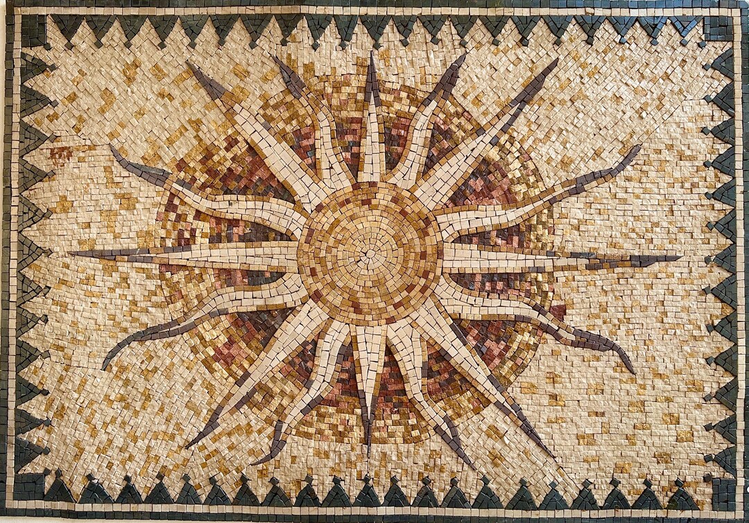 SUN MEDALLION - Handmade Mosaic Art - Floor Mosaic Tiles - Home ...