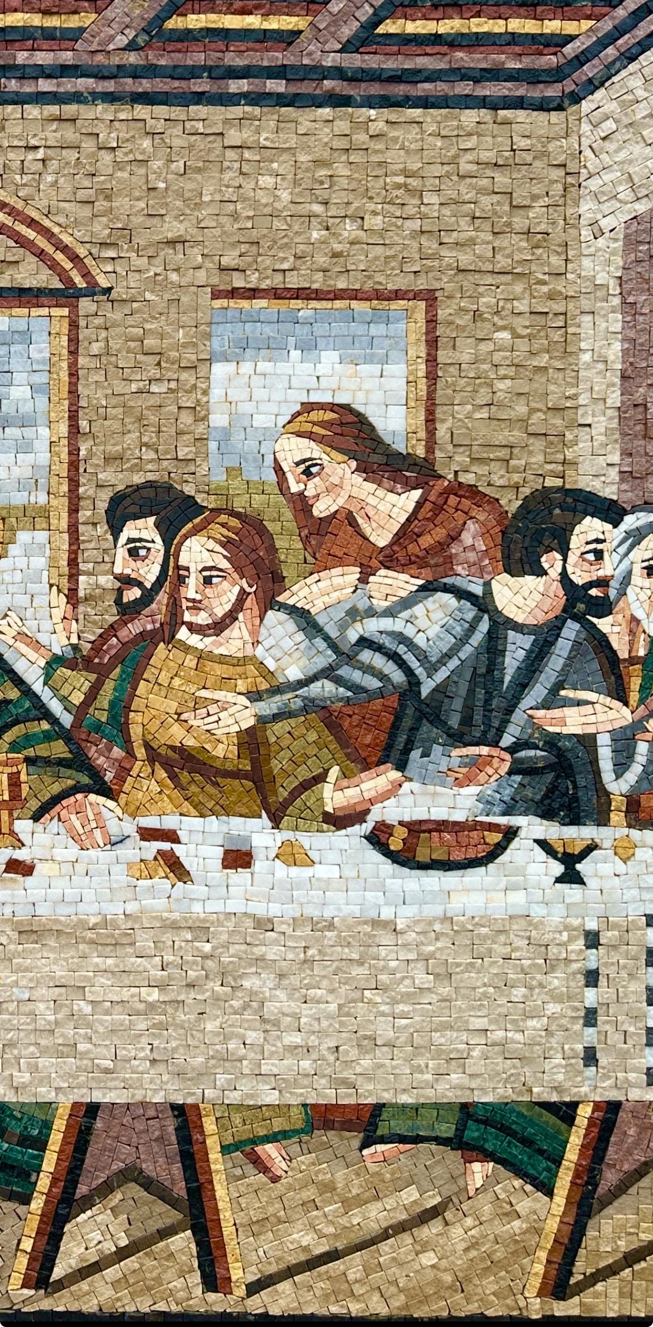 Last Supper Religious Mosaic - Handmade Christian Wall Art - Stone and ...
