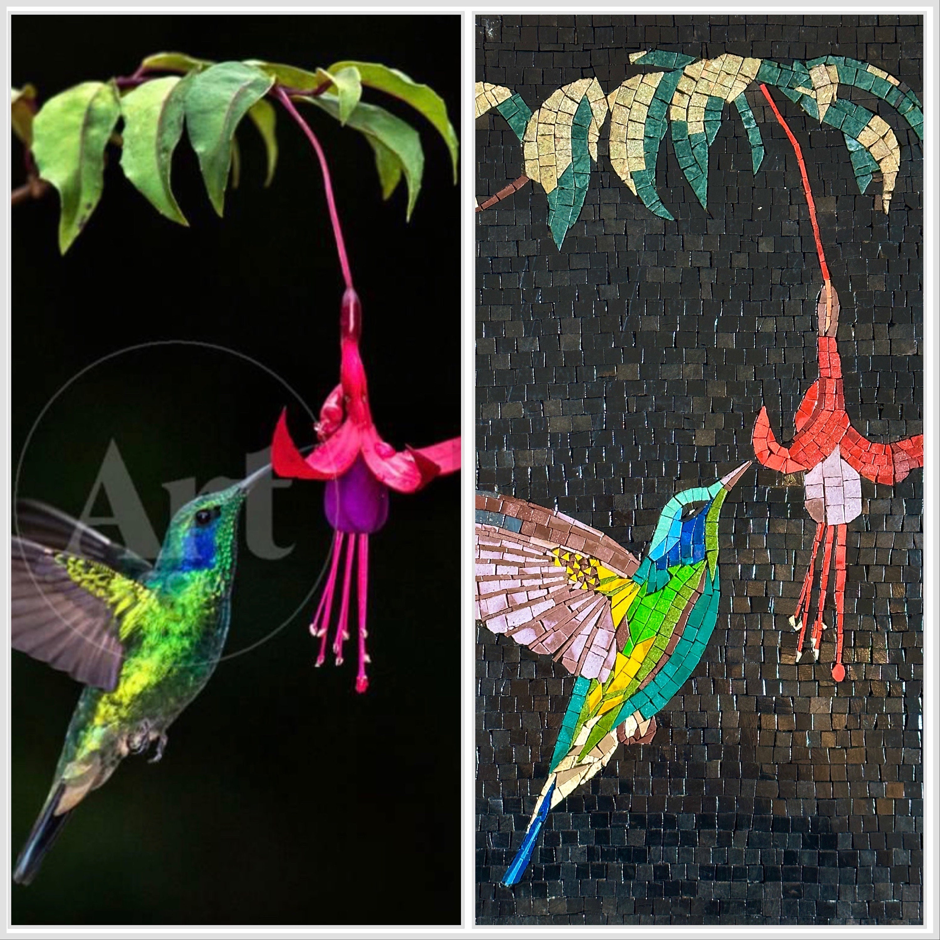 Mosaic Wall Art - Colorful Hummingbird - Marble & Natural Stone ...