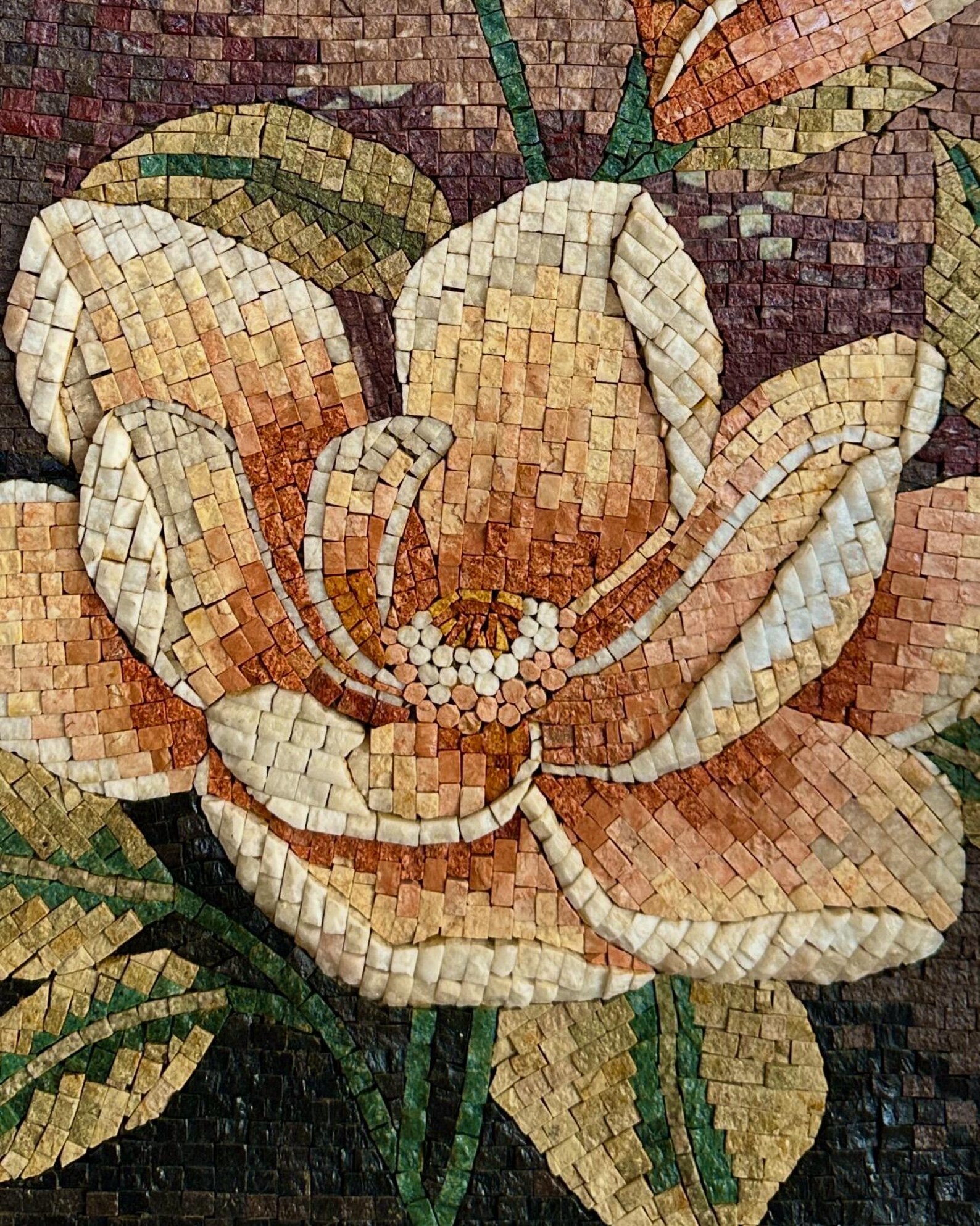 Floral Mosaic Wall Art - Flower Decoration - Natural Stone - Indoor ...