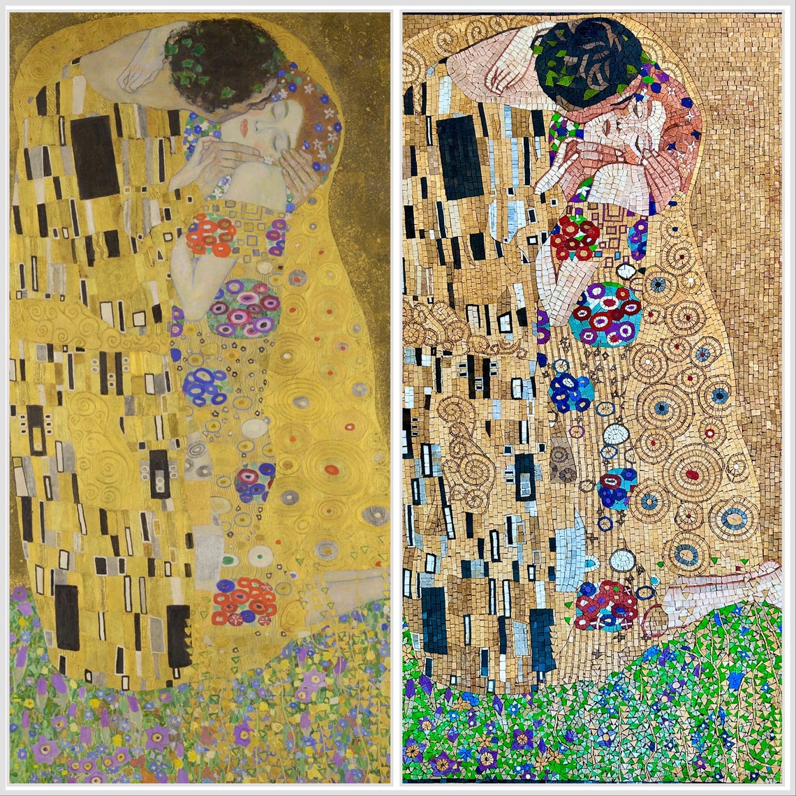 The Kiss (gustav Klimt Reproduction) - Handmade Mosaic Wall Art ...