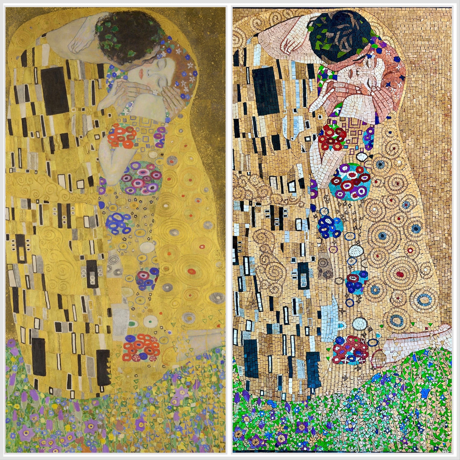 The Kiss (gustav Klimt Reproduction) - Handmade Mosaic Wall Art ...