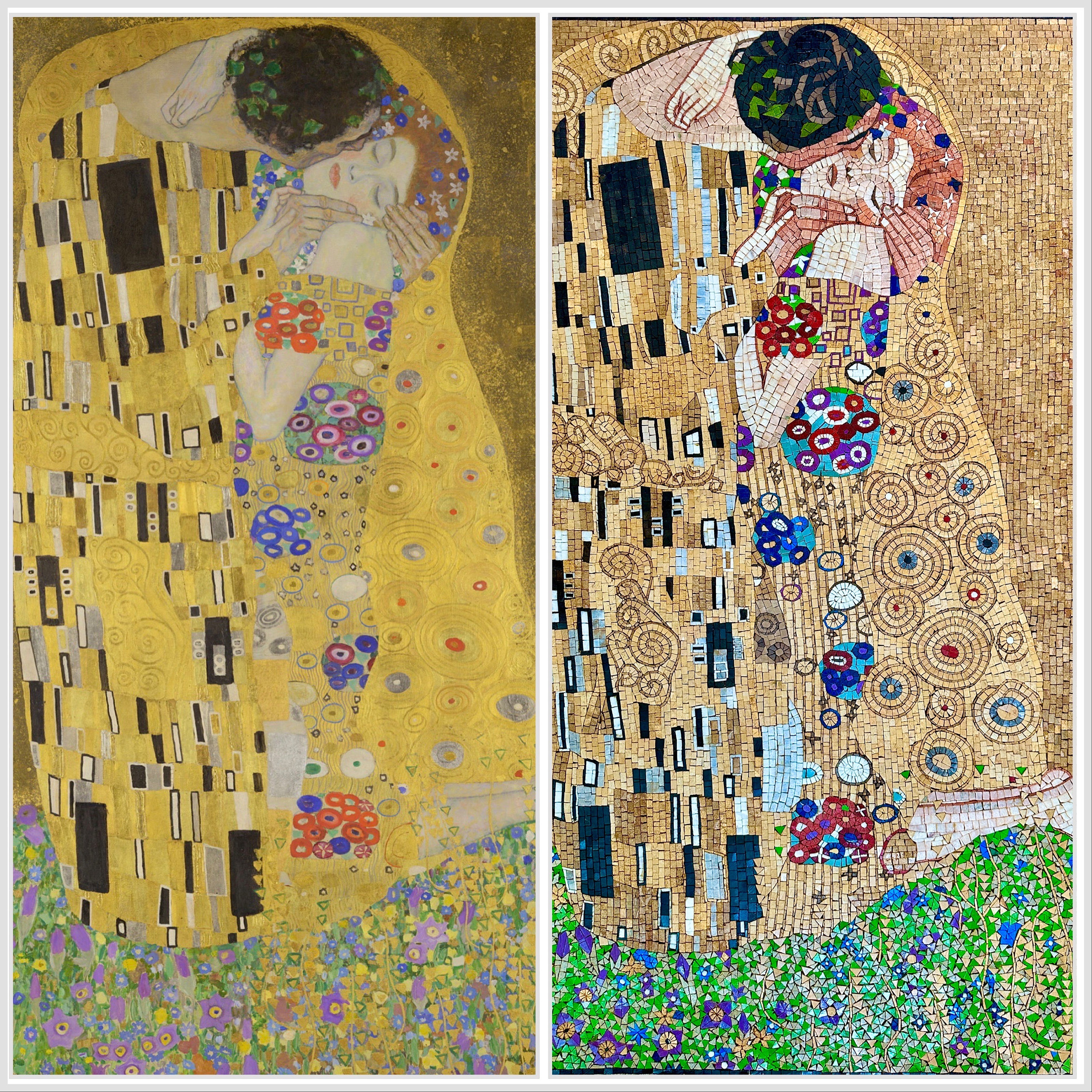 The Kiss (gustav Klimt Reproduction) - Handmade Mosaic Wall Art ...