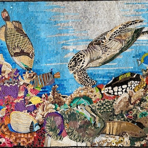 Underwater Sea Life Mosaic - Handmade Wall Art - Stone, Stone, Marble ...