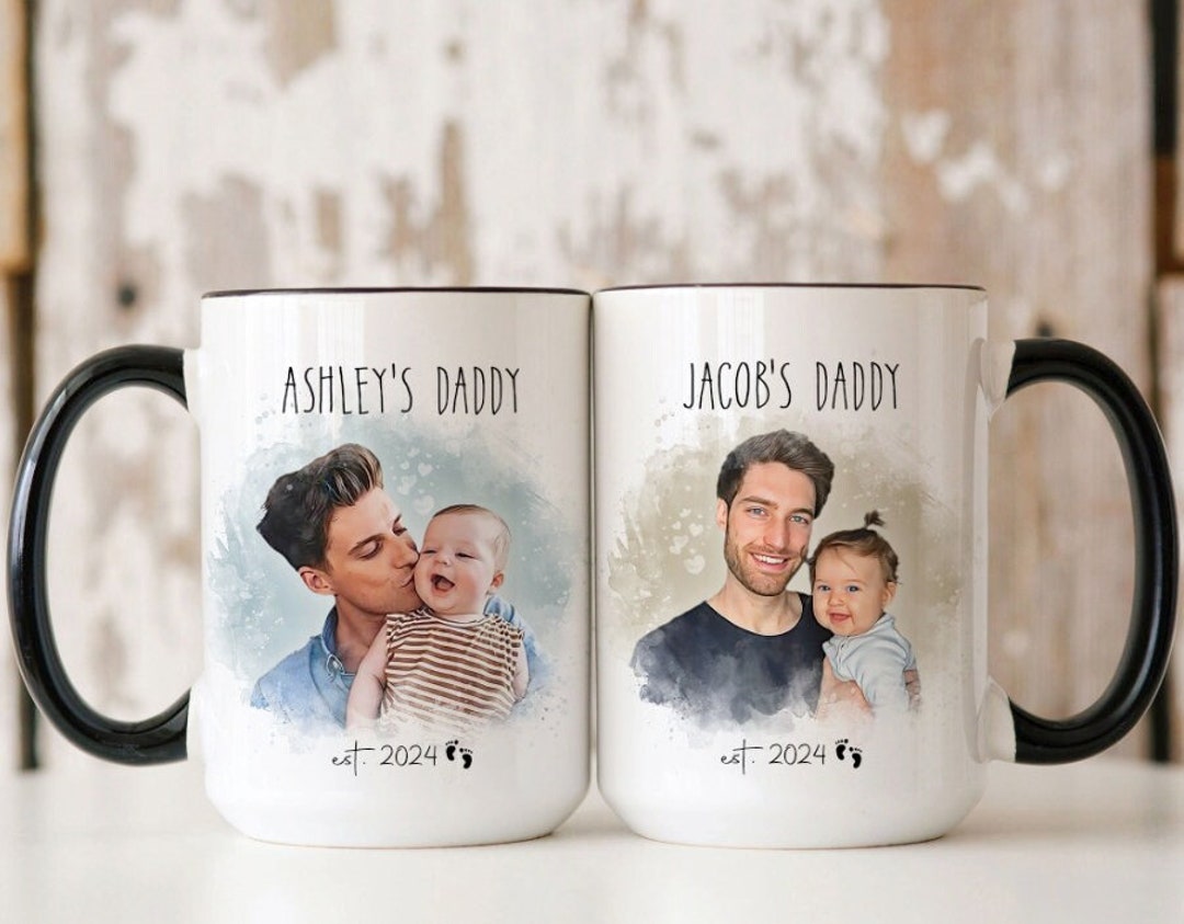 Custom Dad and Kid Portrait, First Time Dad Mug, First Fathers Day Mug ...