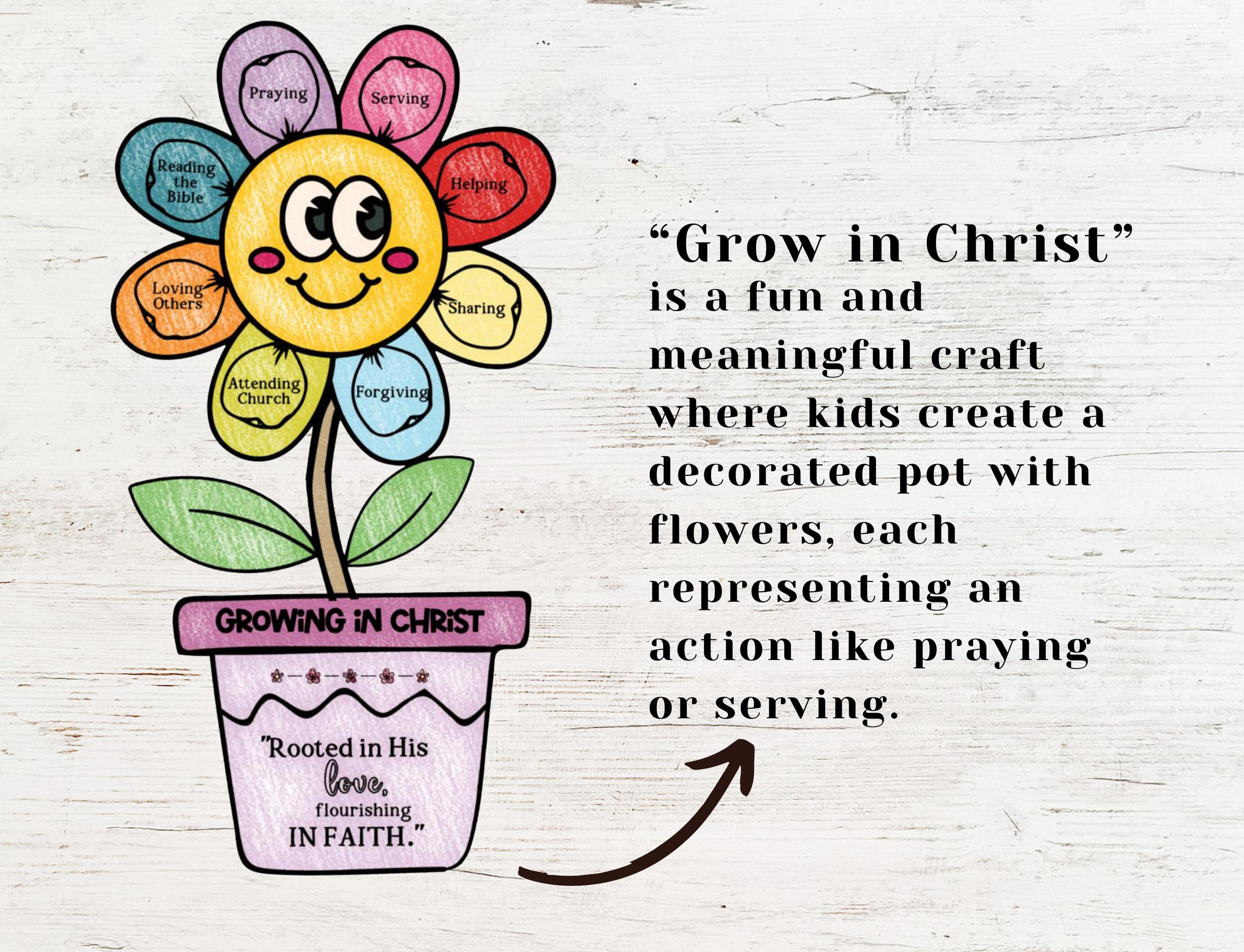 Growing in Christ Craft Activity for Kids, Bible Printable Activity ...