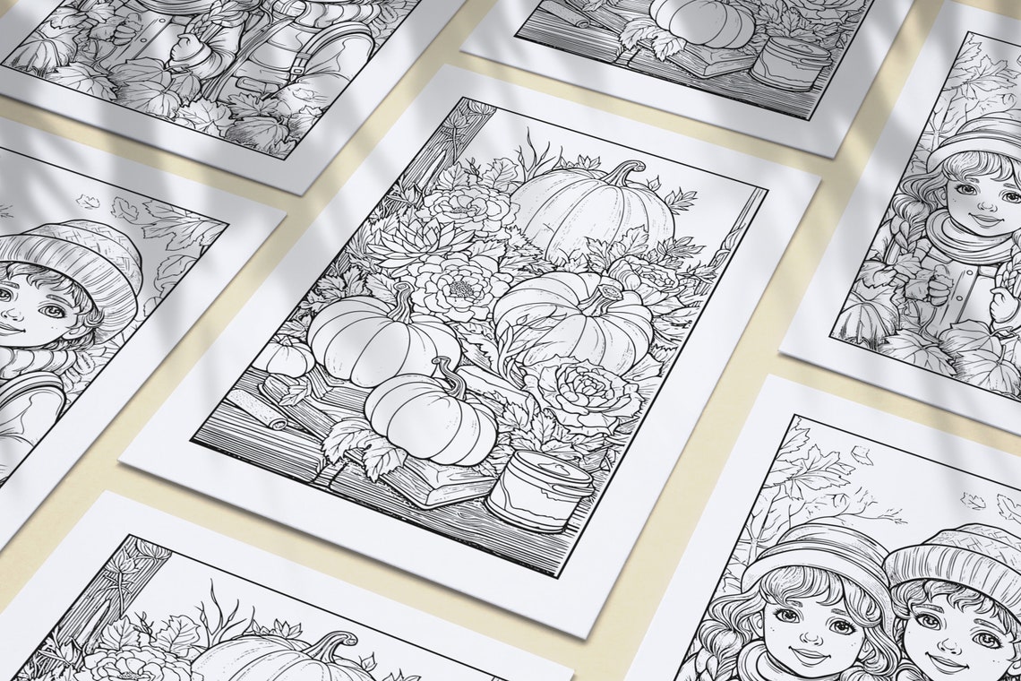 100 Autumn Coloring Pages for Kids Fall Coloring Pages Fall - Etsy