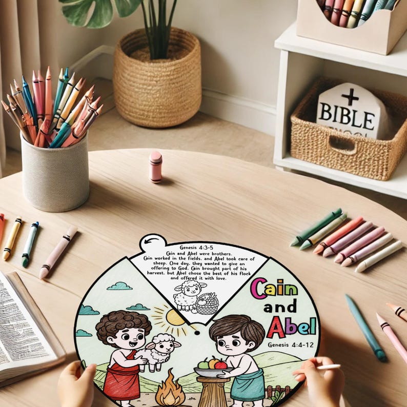 Cain and Abel Coloring Wheel | Bible Story Activity for Kids ...