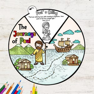 The Journeys of Paul Coloring Wheel | Bible Story Activity for Kids ...