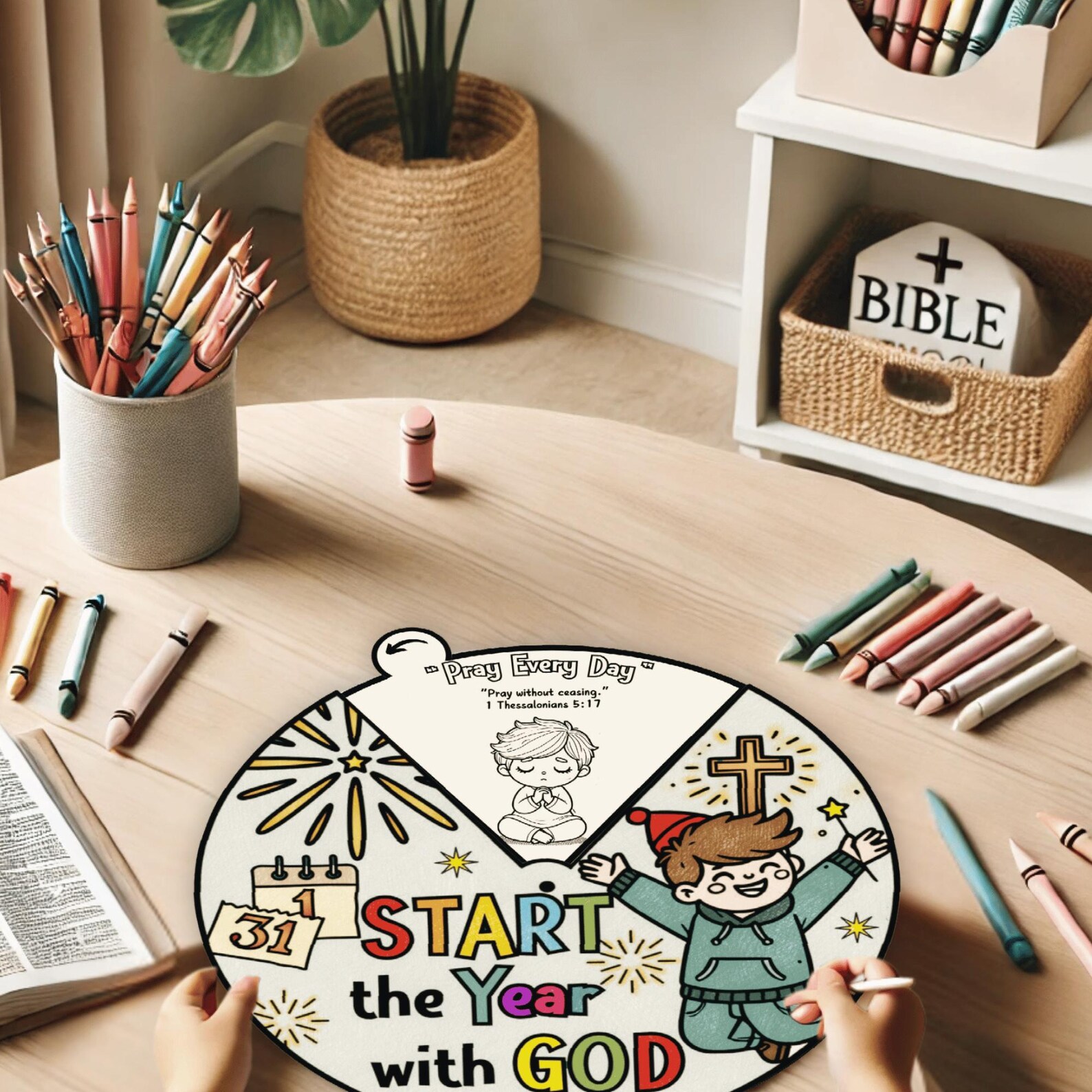 Start the Year With God Coloring Wheel | Christian New Year’s Craft for ...