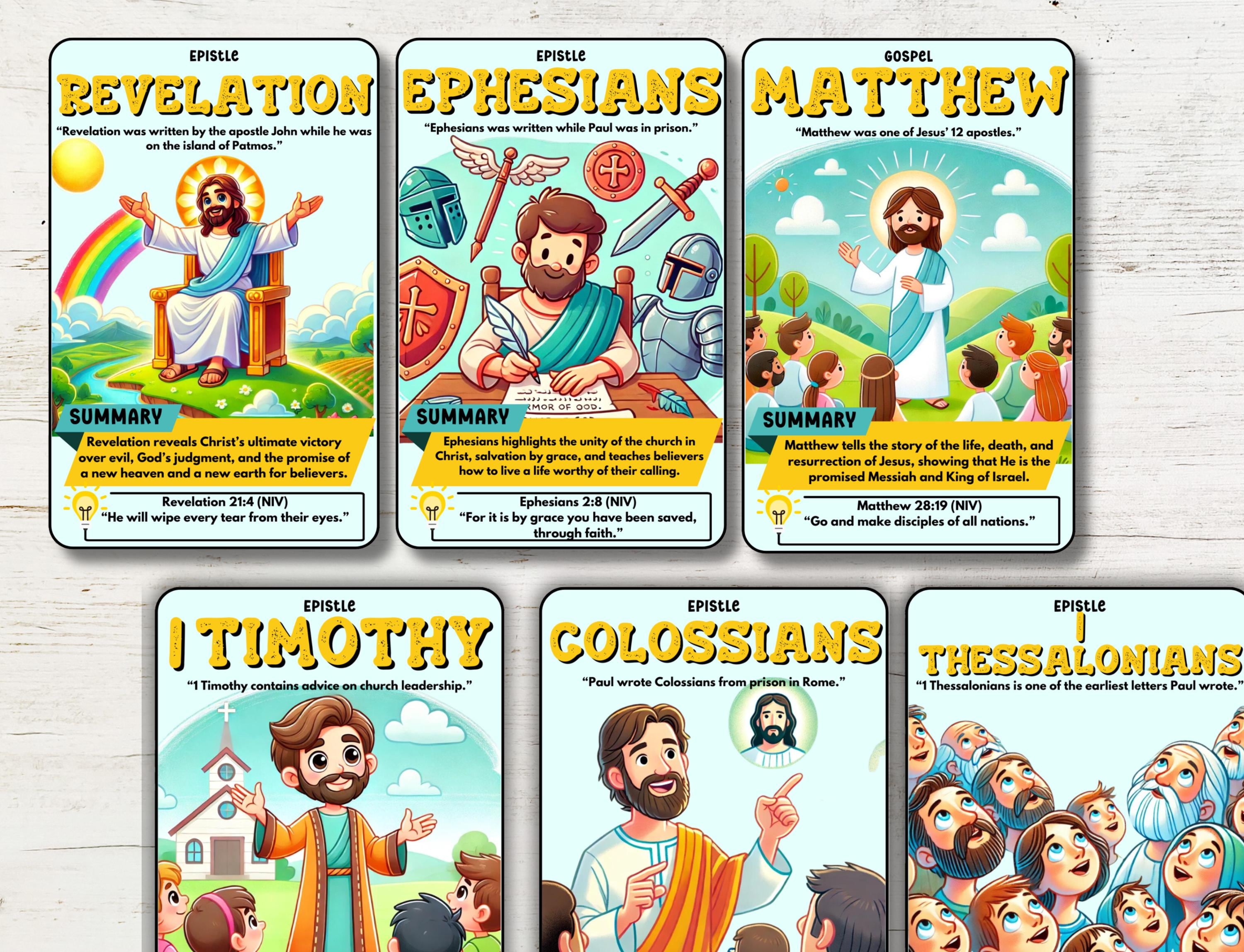 66 Bible Book Educational Cards, Activity for Kids, Christian Education ...
