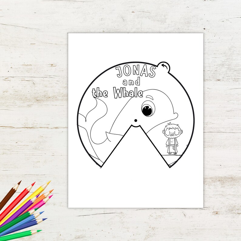 Jonah and the Whale Coloring Wheel Bible Story Wheel Printable Bible ...