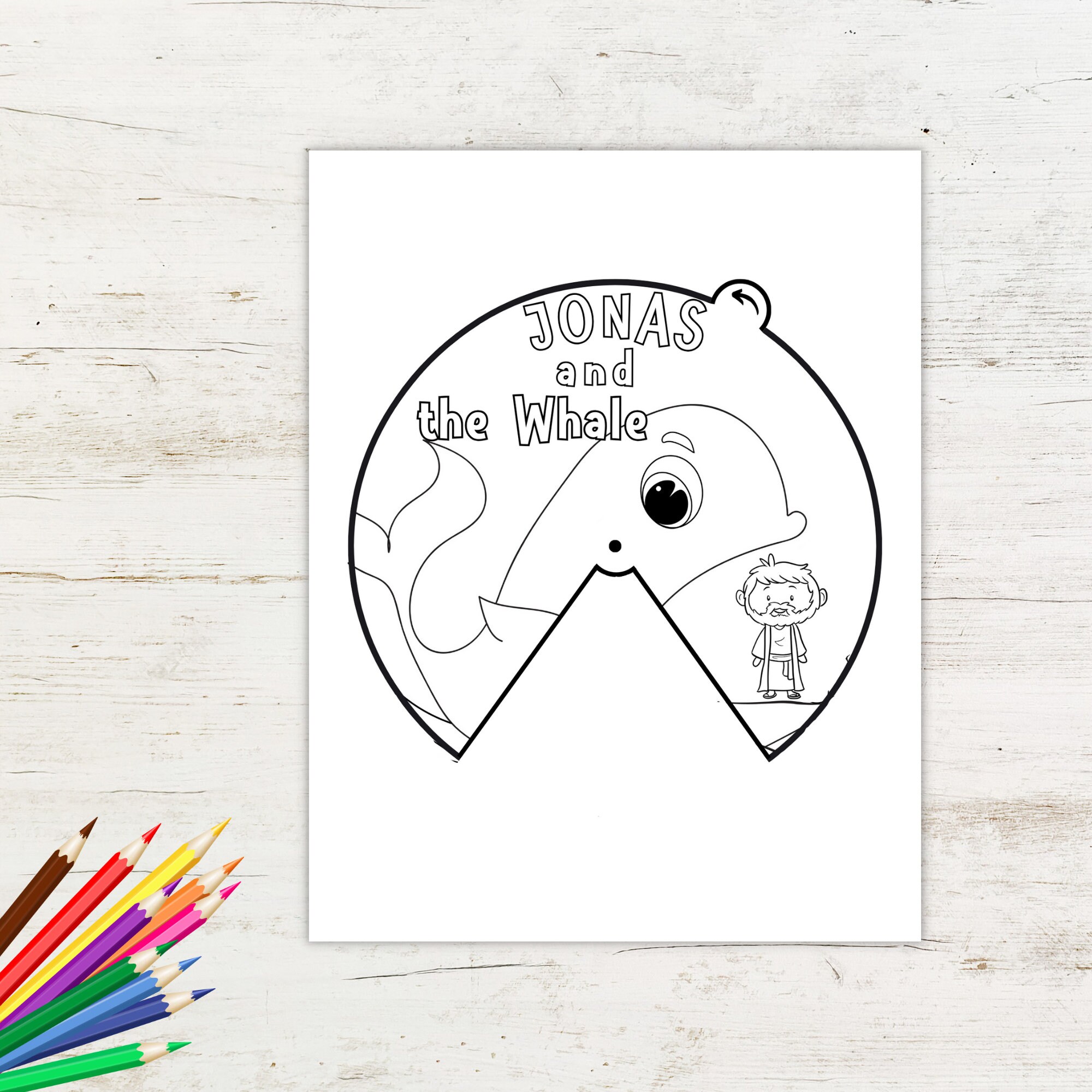 Jonah and the Whale Coloring Wheel Bible Story Wheel Printable Bible ...