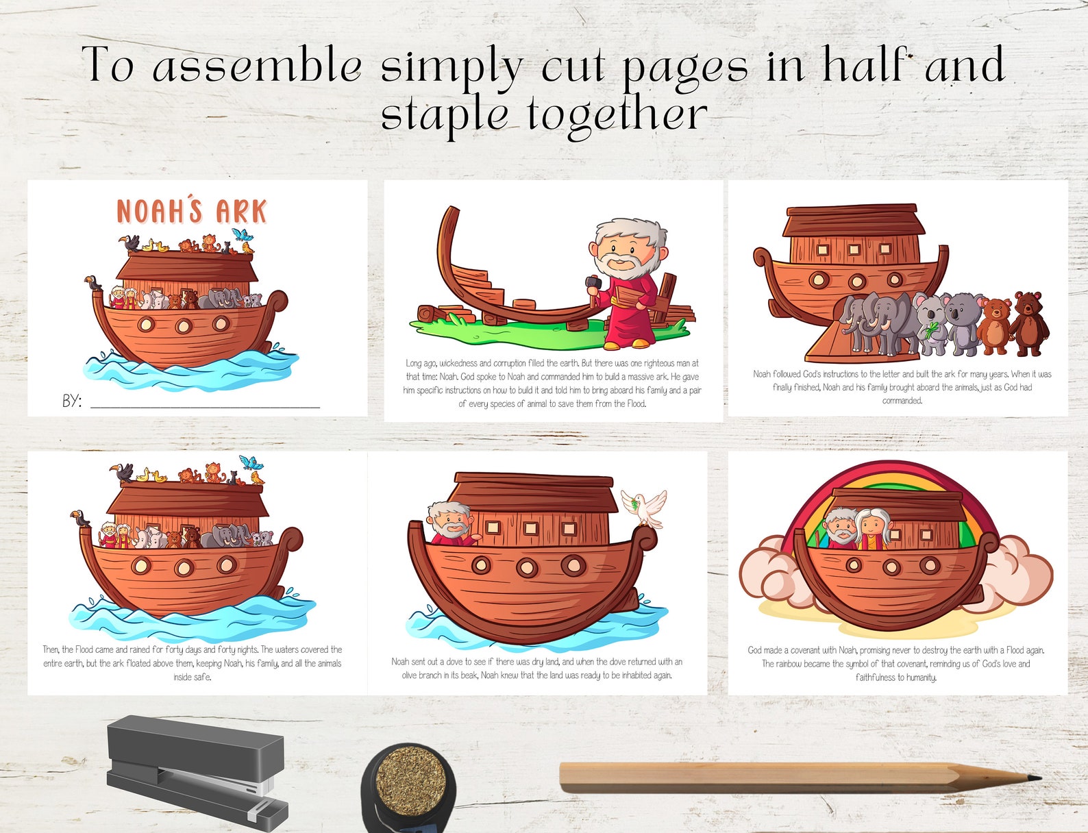 Noah Ark Printable for Kids, Printable Mini Book, Noah Ark Story, Kids ...
