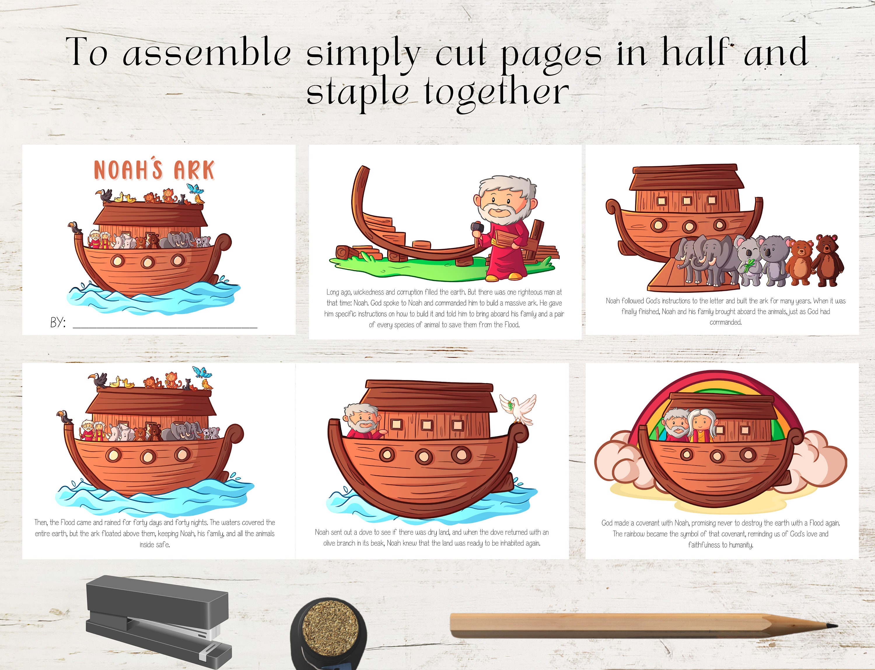 Noah Ark Printable for Kids, Printable Mini Book, Noah Ark Story, Kids ...