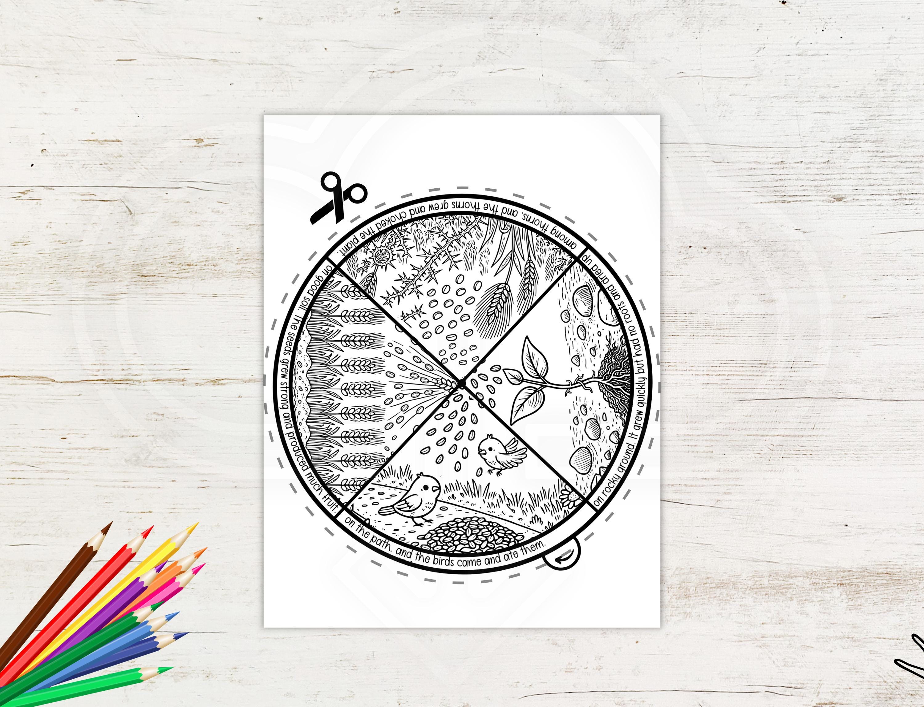 The Parable of the Sower Coloring Wheel, Coloring Wheel, Printable ...