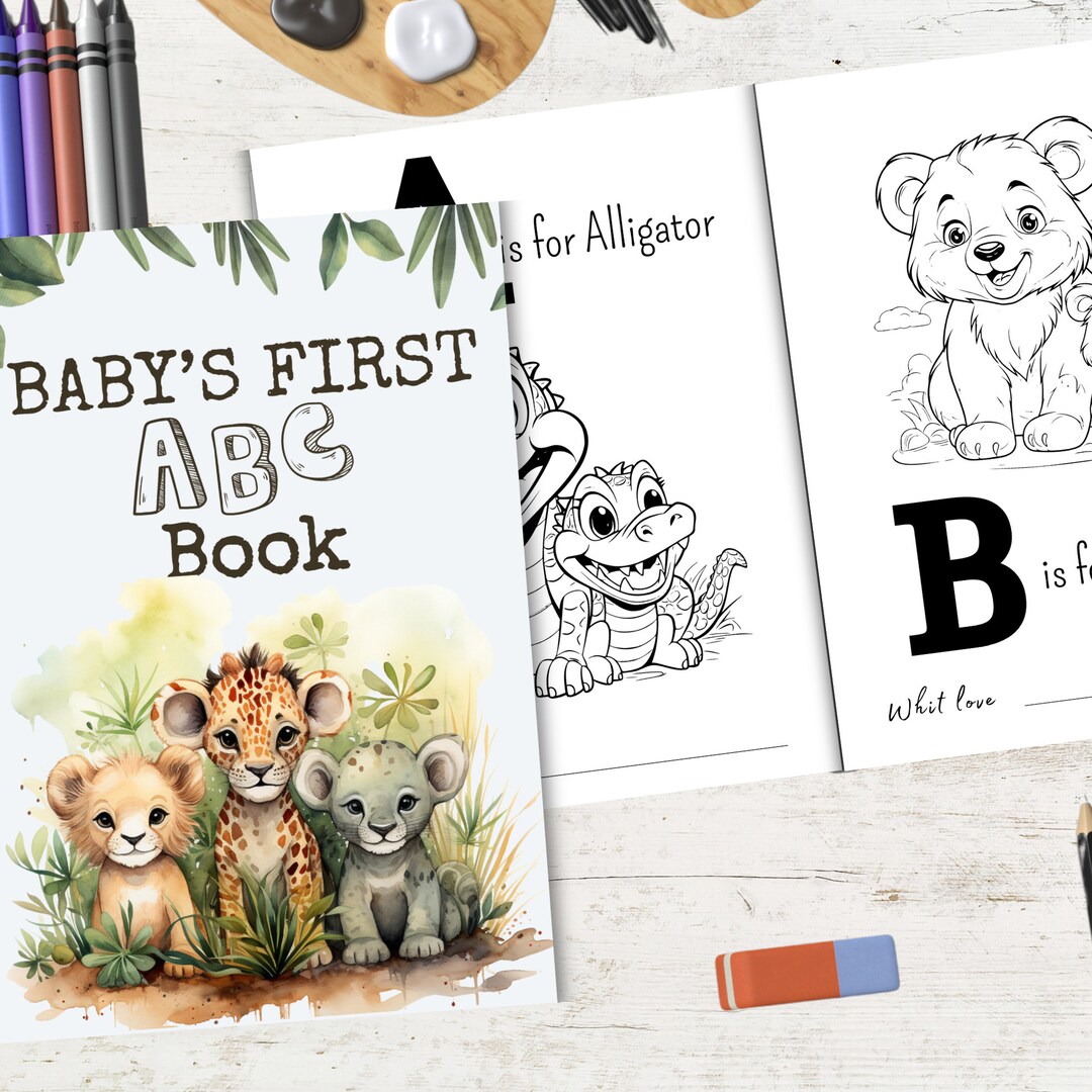 ABC Baby Shower Coloring Book | Animal Alphabet Coloring Pages | Baby ...