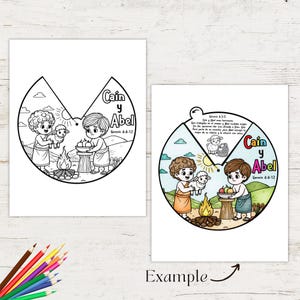 Cain and Abel Coloring Wheel IN SPANISH | Bible Story Activity for Kids ...