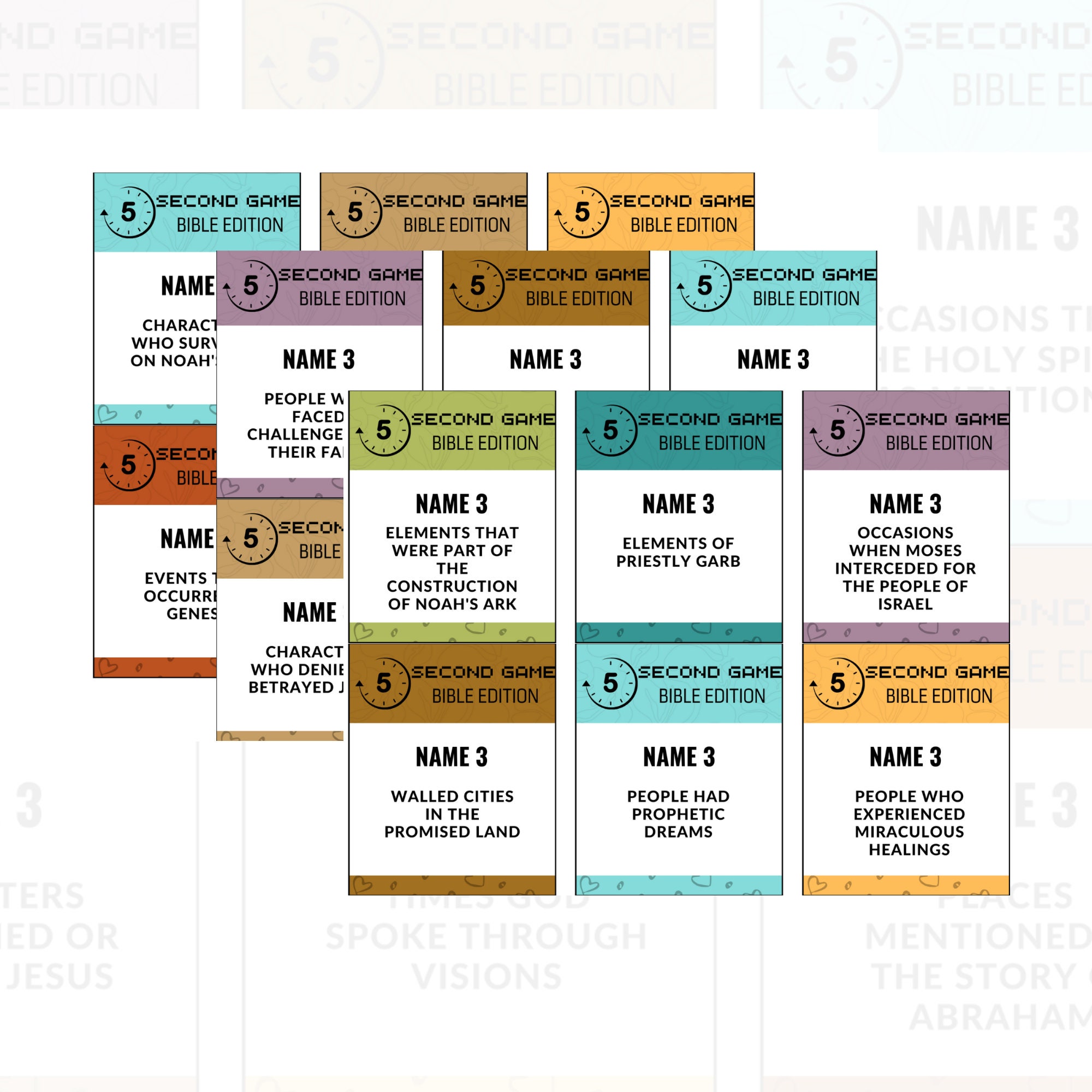 85 Cards Christian Bible 5 Second Game Bible 5 Second Game Bible Party ...