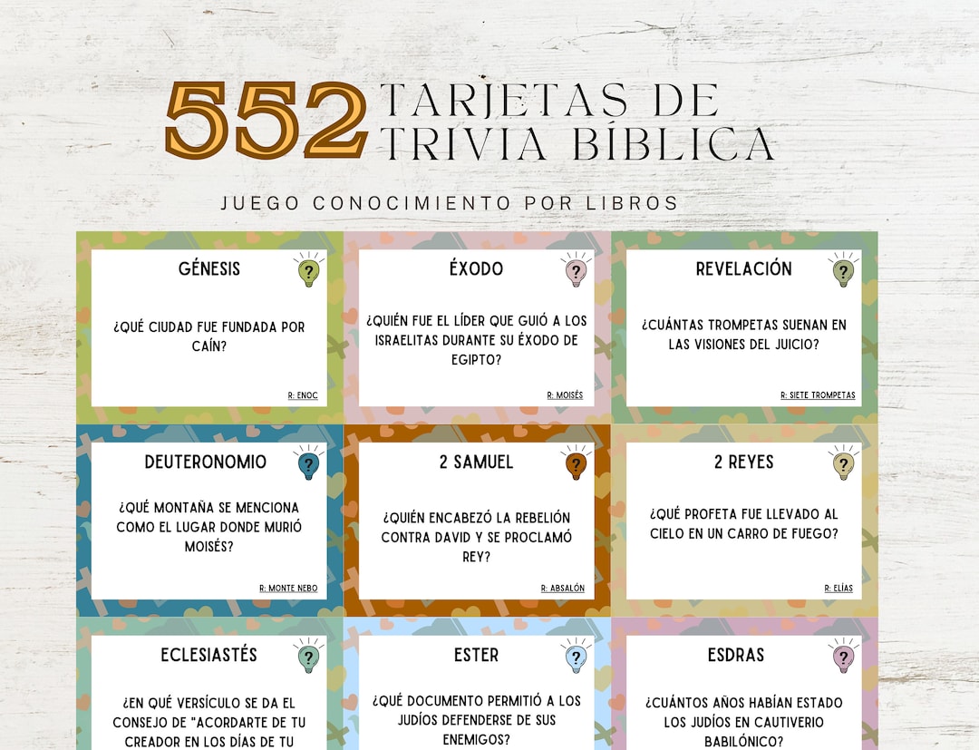 552 Bible Trivia Cards in SPANISH | Bible Trivia Questions | Bible ...