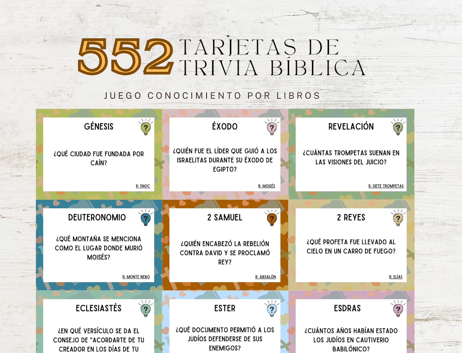 552 Bible Trivia Cards in SPANISH | Bible Trivia Questions | Bible ...