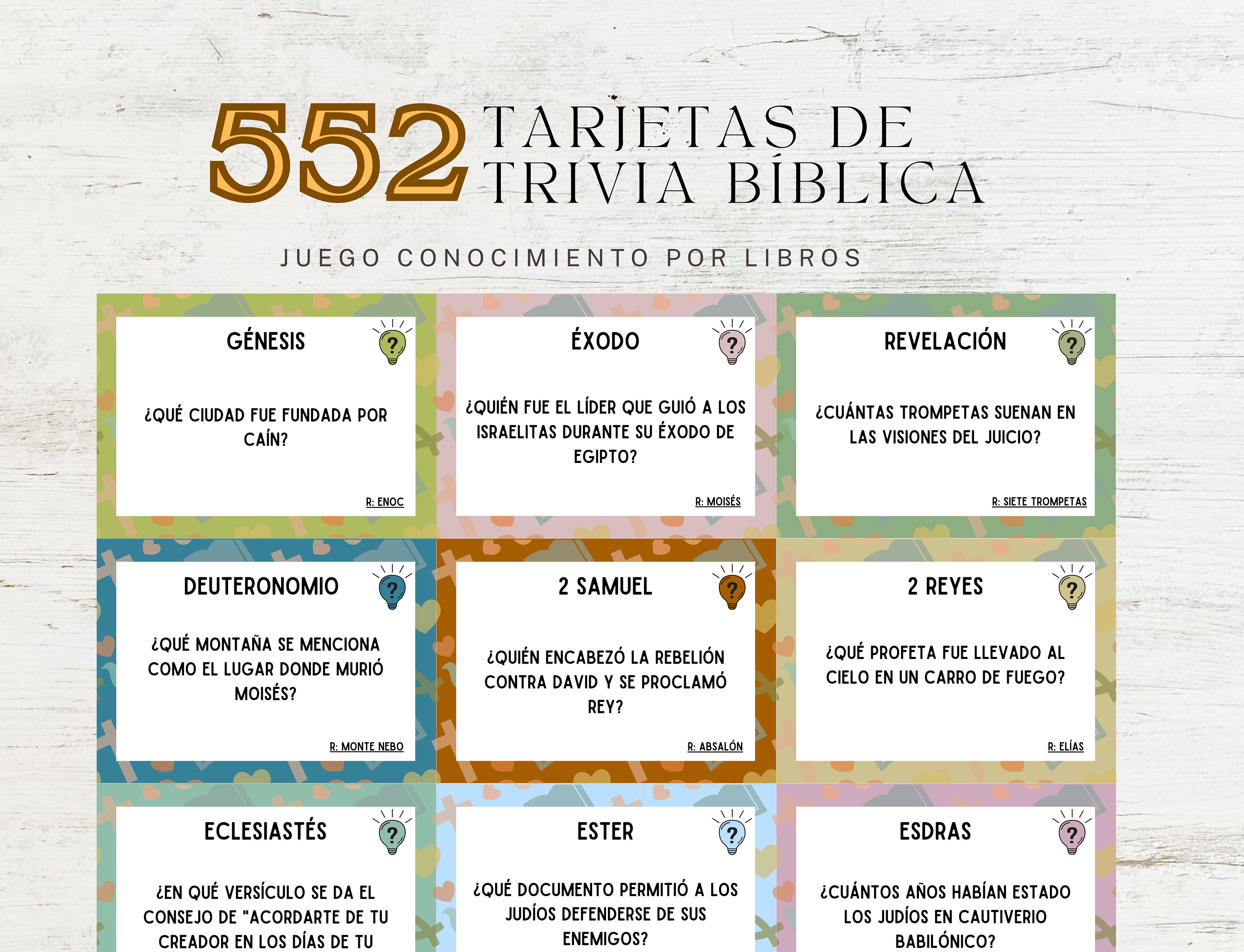 552 Bible Trivia Cards in SPANISH | Bible Trivia Questions | Bible ...