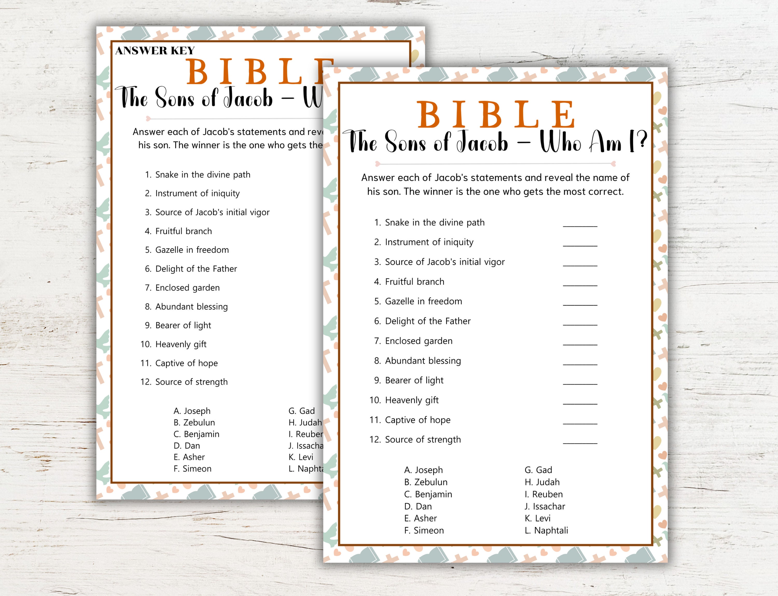 Bible Games, the Sons of Jacob - Who Am I Game | Bible Games for Kids ...