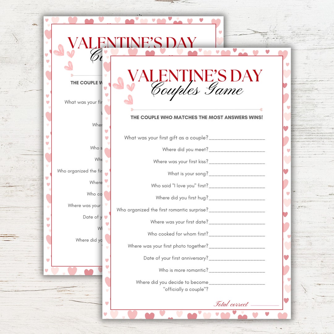 Valentine's Day Couples Game | Valentine's Games for Couples ...