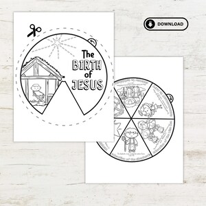 Birth of Jesus Coloring Wheel | Bible Story Activities | Printable ...