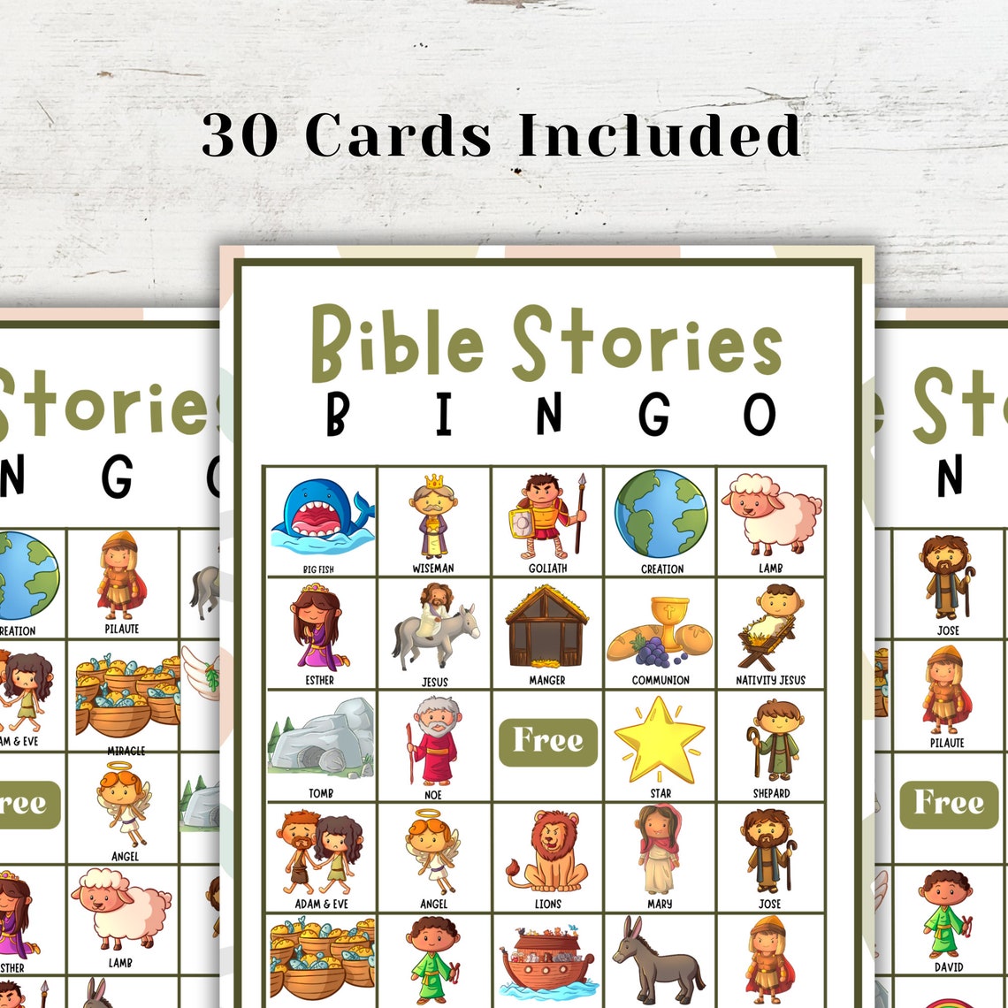 Bible Bingo, Bible Stories Bingo, Bible Activity for Kids, Sunday ...