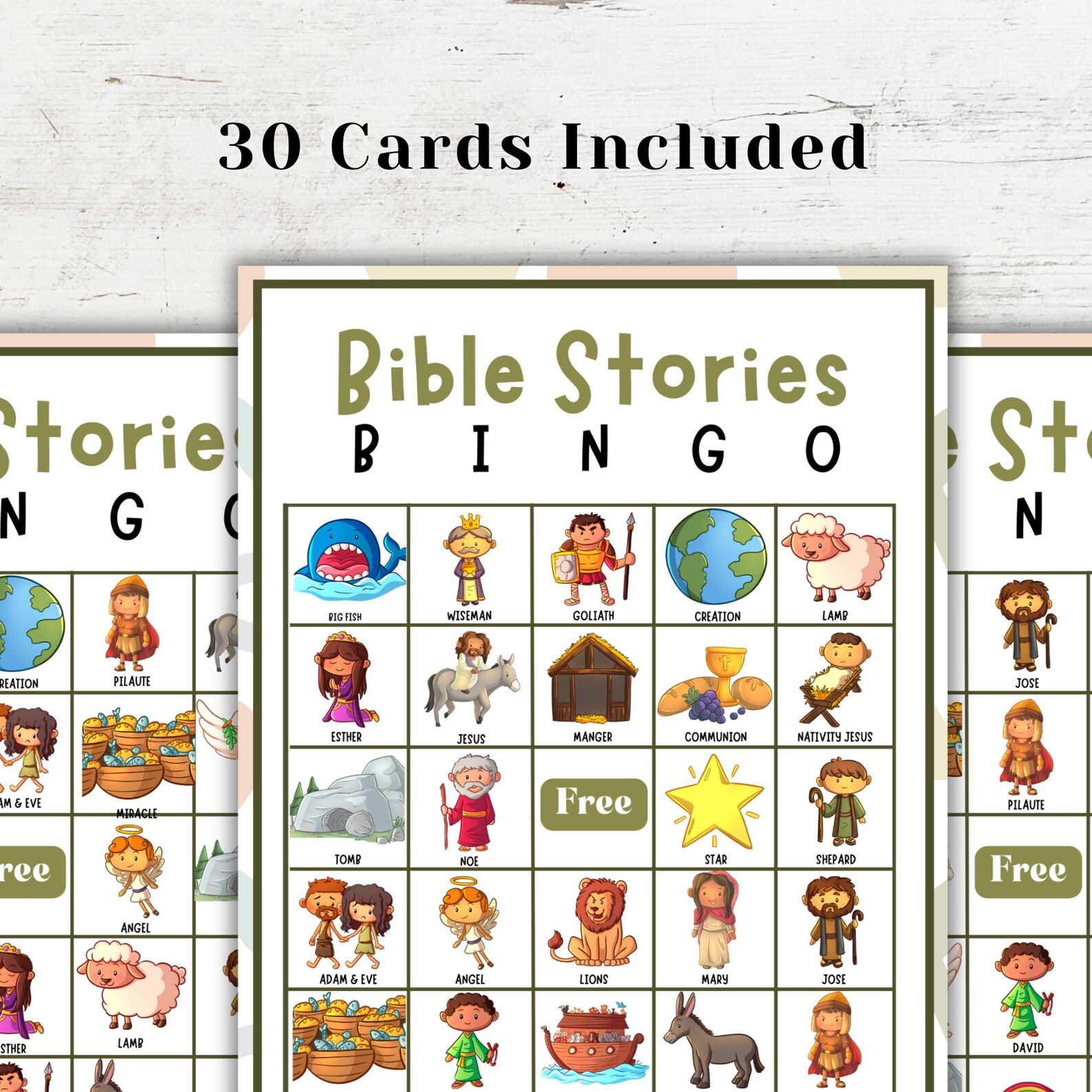 Bible Bingo, Bible Stories Bingo, Bible Activity for Kids, Sunday ...