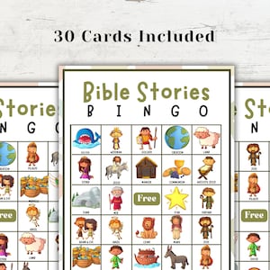Bible Bingo, Bible Stories Bingo, Bible Activity for Kids, Sunday ...