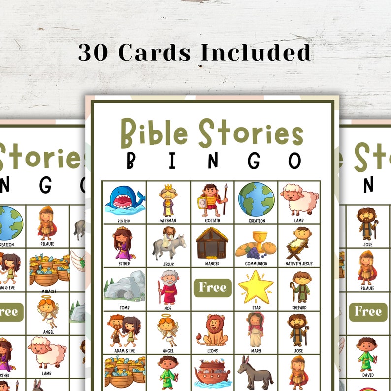 Bible Bingo, Bible Stories Bingo, Bible Activity for Kids, Sunday ...